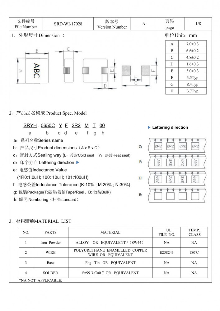 SOREDE SRYH specification page 3