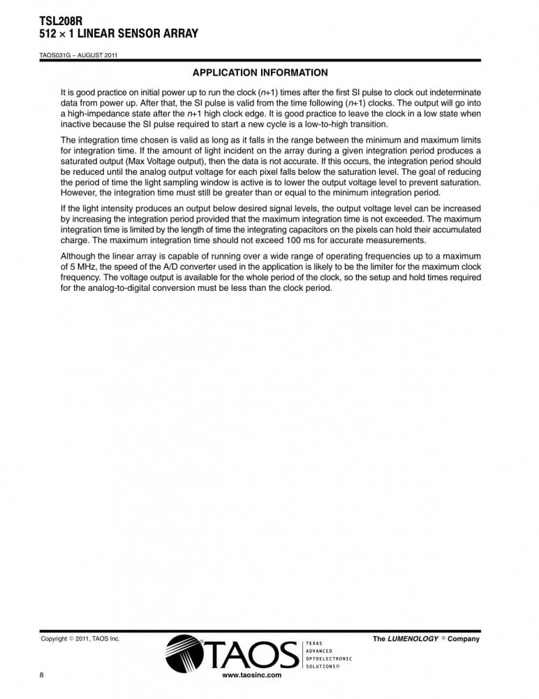 TSL208R datasheet page 8