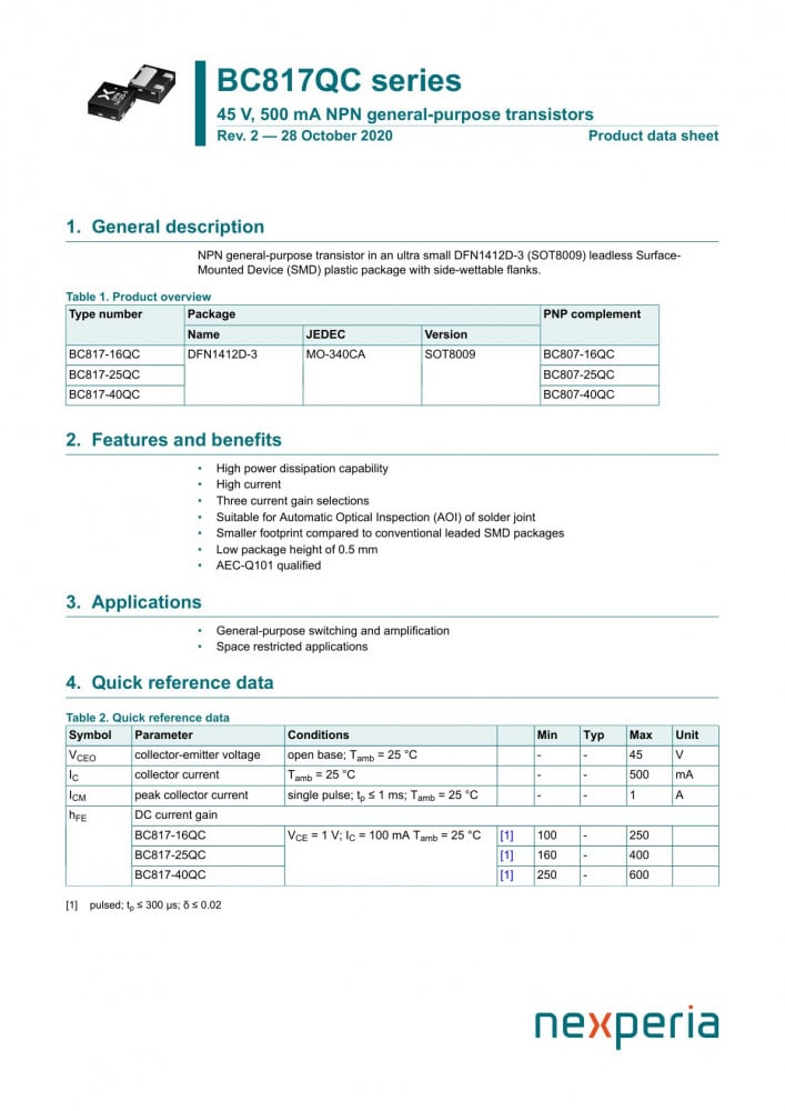 BC817-16QC datasheet page 1