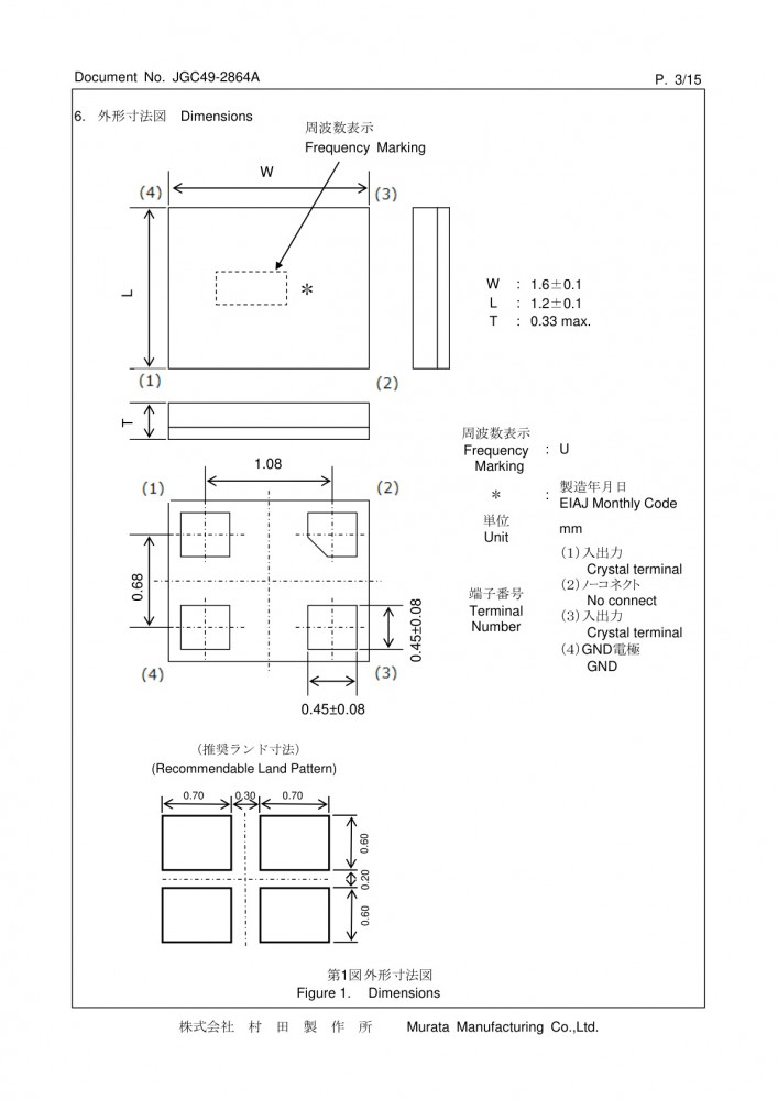 Murata crystal unit specification page 3