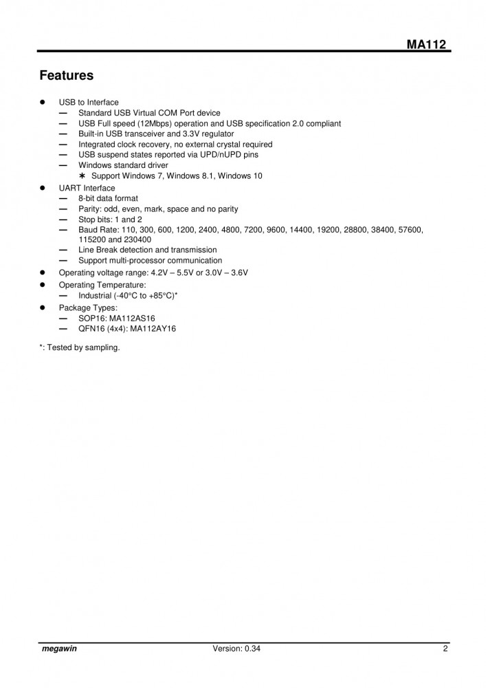 MA112 datasheet preview, page 3