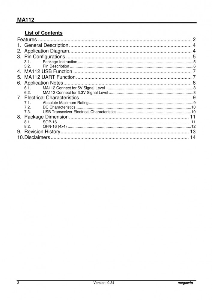 MA112 datasheet preview, page 4