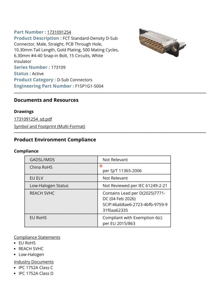 MOLEX 1731091254 drawing page 1