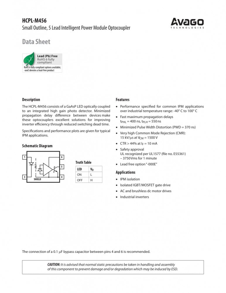 HCPL-M456 datasheet page 1