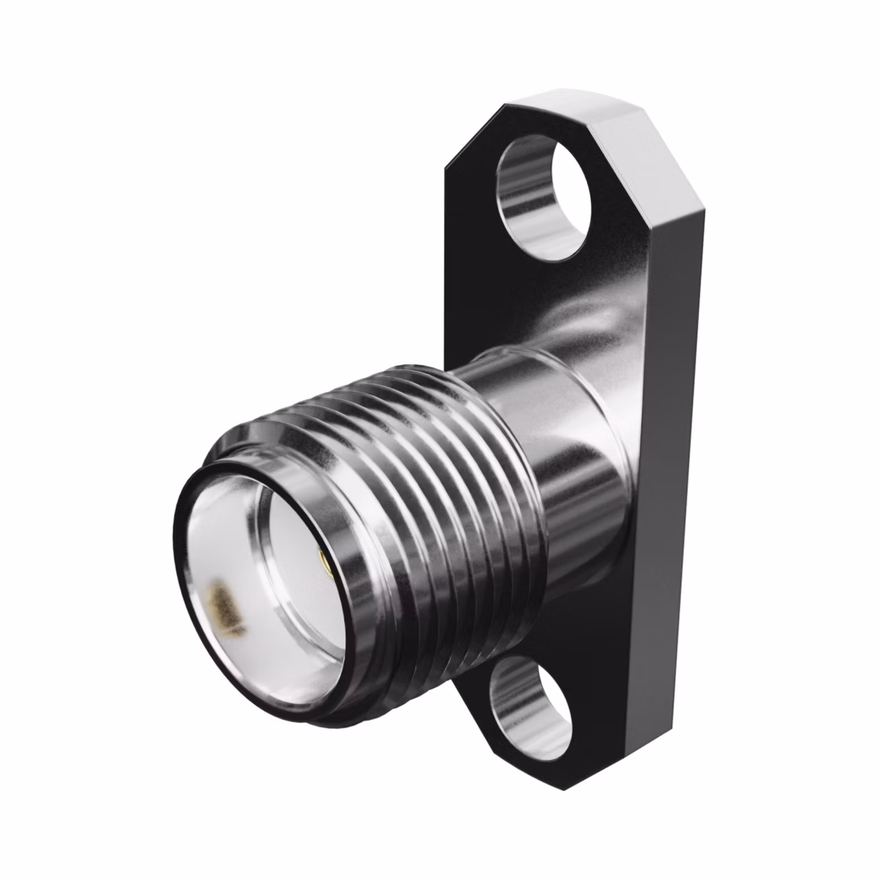 SMA Jack, Straight, 2-Hole Flange Mount, Field Replaceable, Stainless Steel, Accepts .018