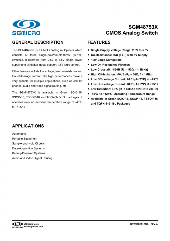 SGM48753X datasheet page 1