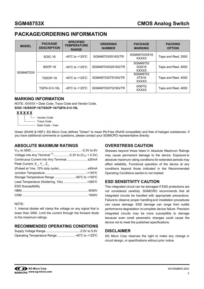 SGM48753X datasheet page 2