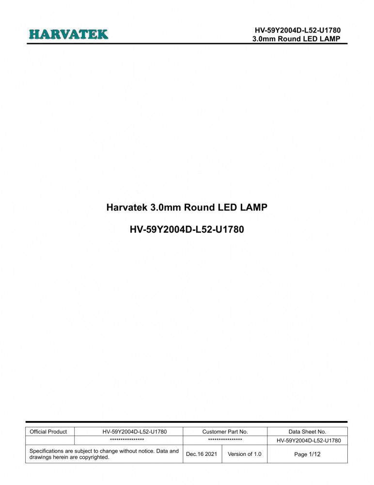 Datasheet page 1