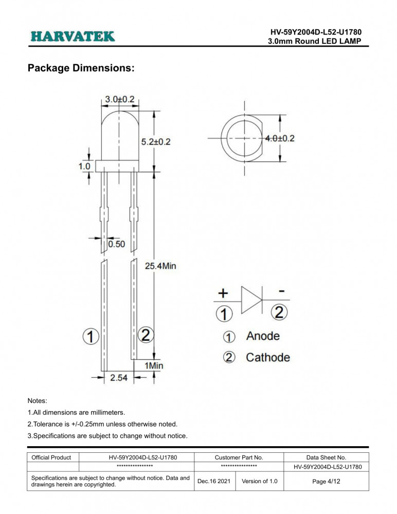 Datasheet page 4