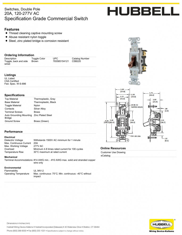 Burndy CSB220 product documentation image