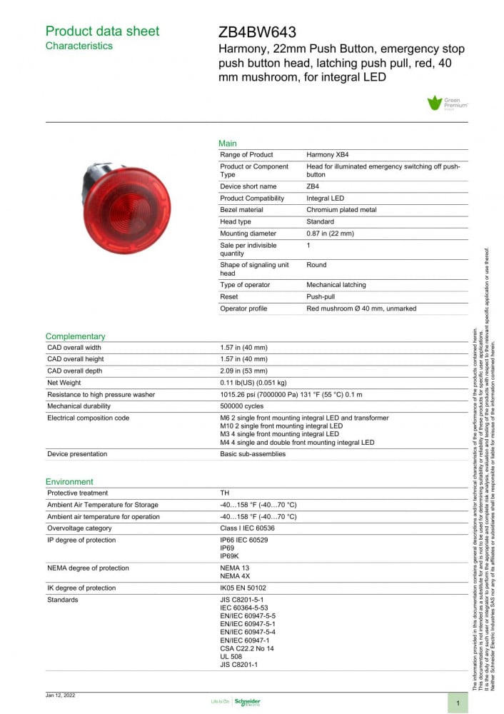 ZB4BW643 technical document page 1