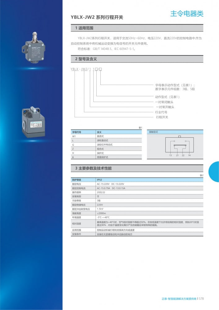 YBLX-JW2 series technical document page 1