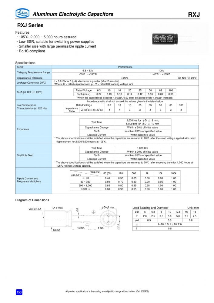Lelon RXJ101M1EBK-0811 datasheet page 1
