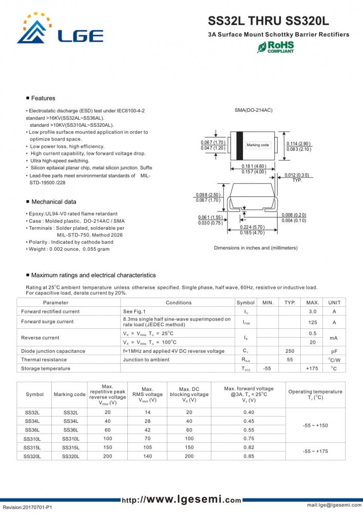 LGE SS36L datasheet page 1