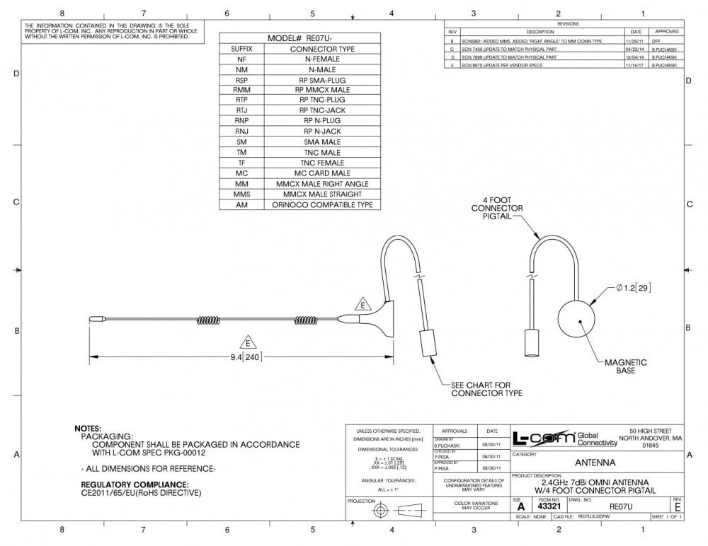 RE07U-NF technical document page