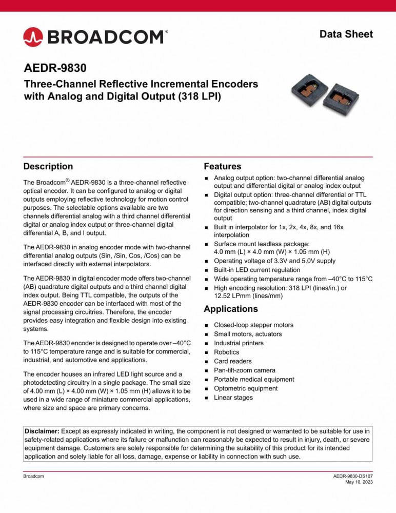 AEDR-9830 datasheet page 1