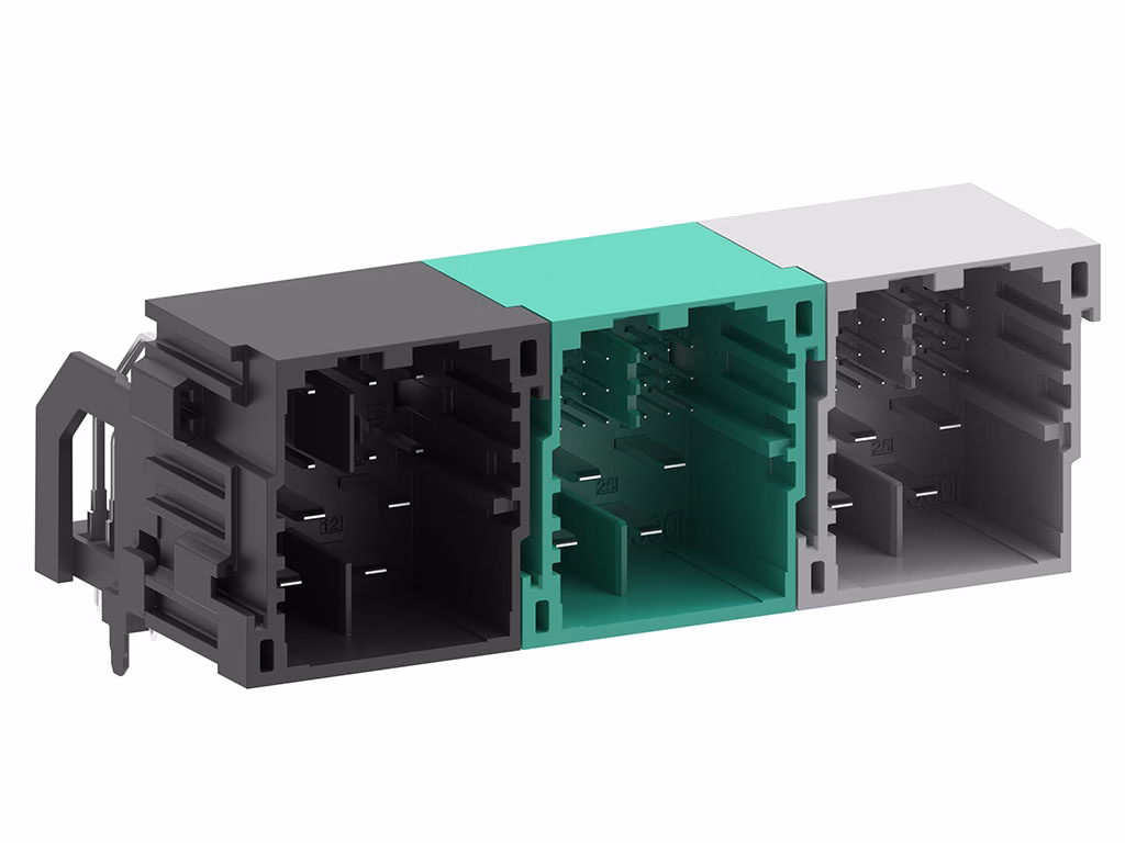 stAK50h 3 Bay Right-Angle Hybrid Header, 86 Circuits, Bay 1: 32 Circuits/Key 2/Blue; Bay 2: 27 Circuits/Key 2/Green; Bay 3: 27 Circuits/Key 1/Black; Tube