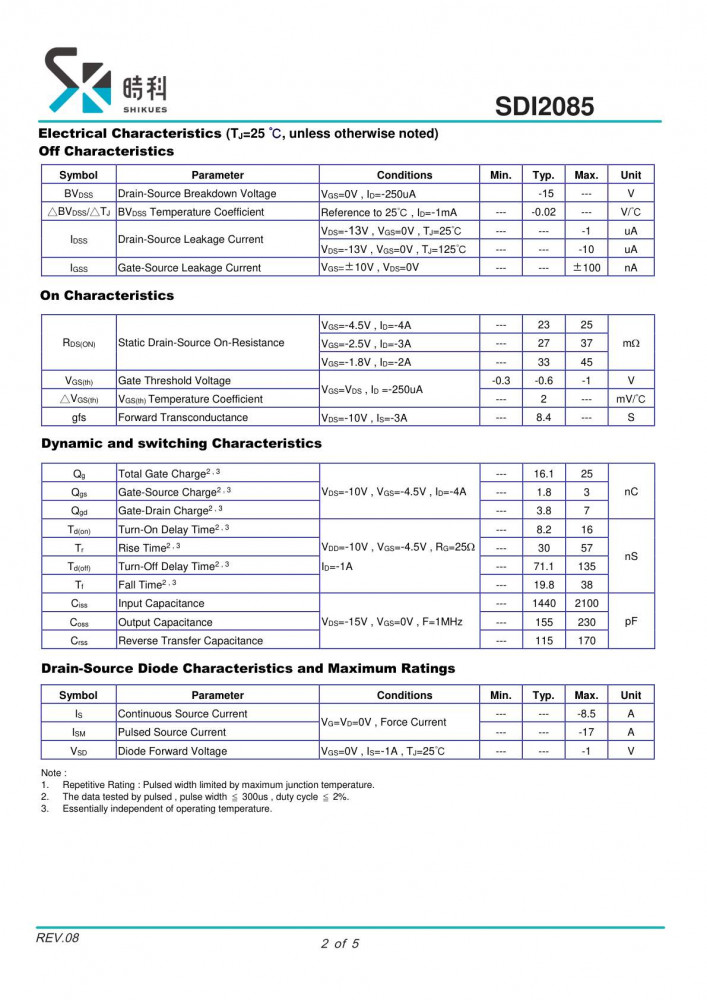SDI2085 datasheet page 2