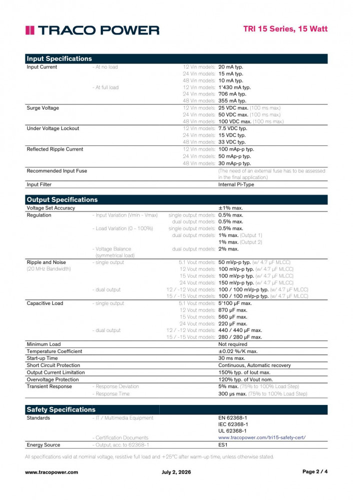 TRI 15 datasheet page 2