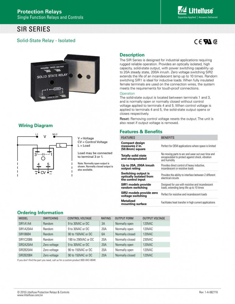 SIR2B20B4 product and wiring documentation