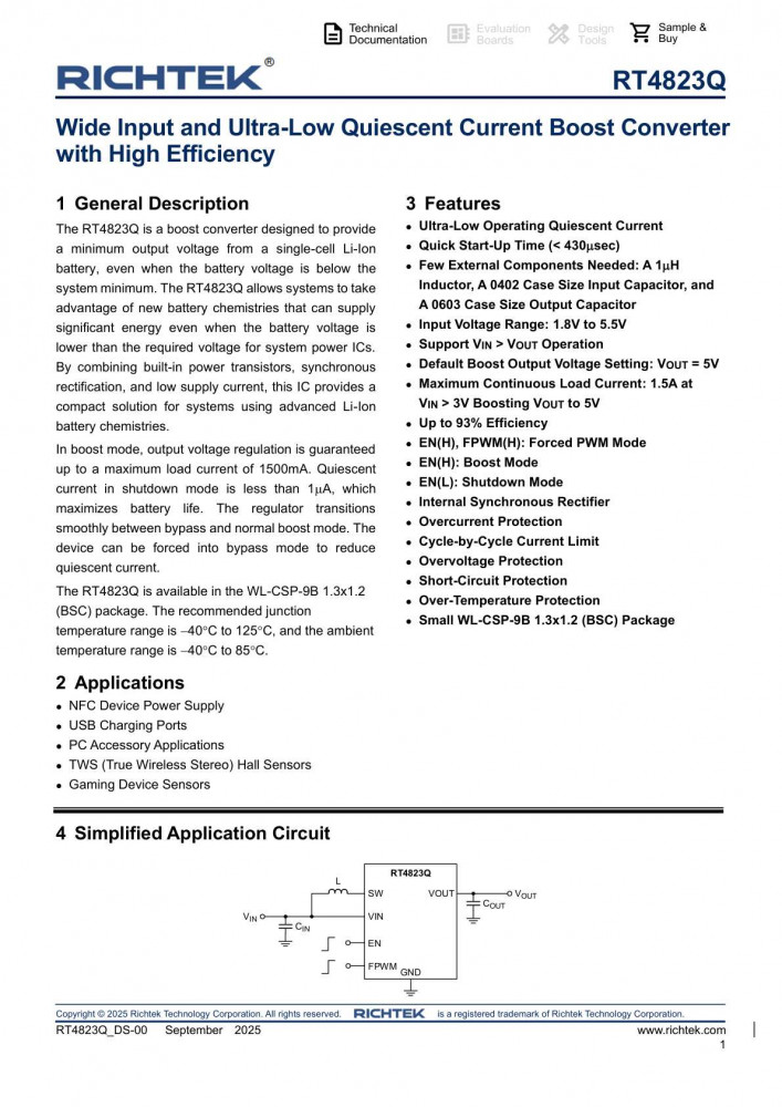 RT4823 datasheet page 1