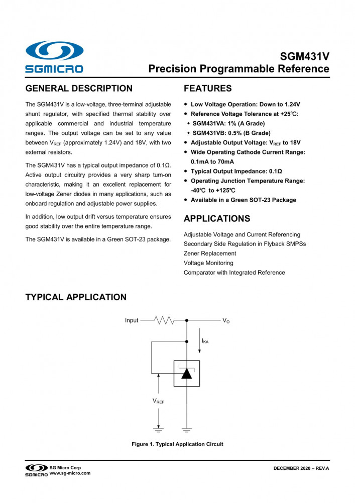 SGM431V datasheet page 1