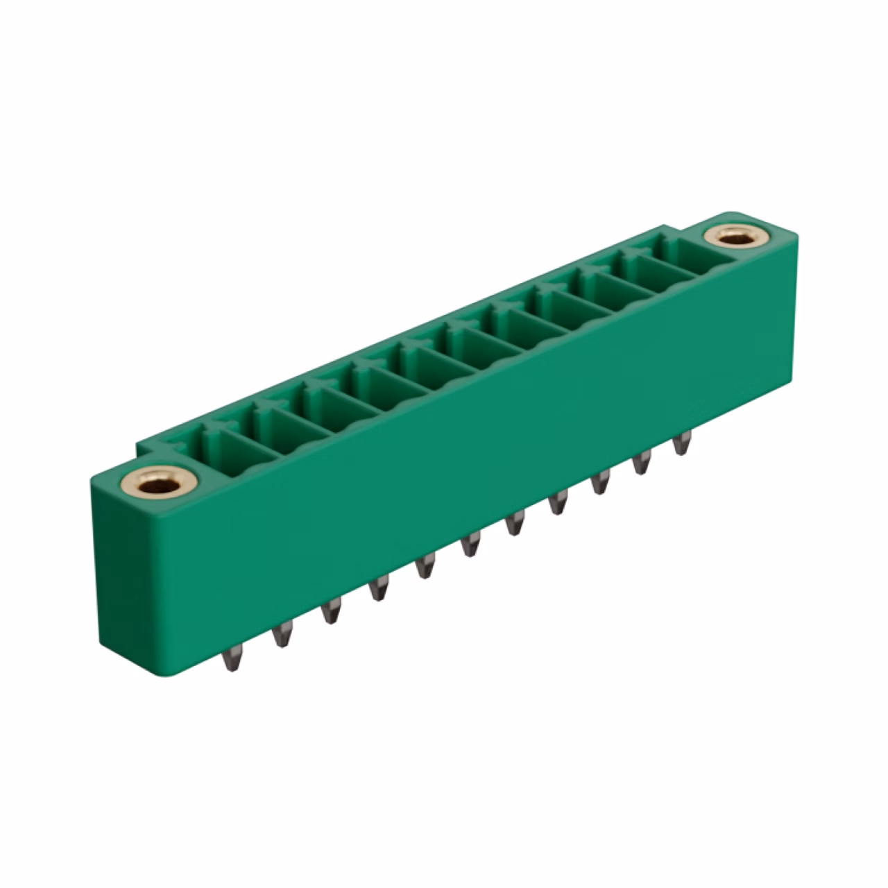 3.50mm Pitch Eurostyle Vertical PCB Header, with Threaded Retention Inserts, Green Housing, 11 Circuits for sale