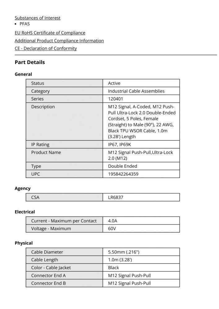 Product specification document page 2