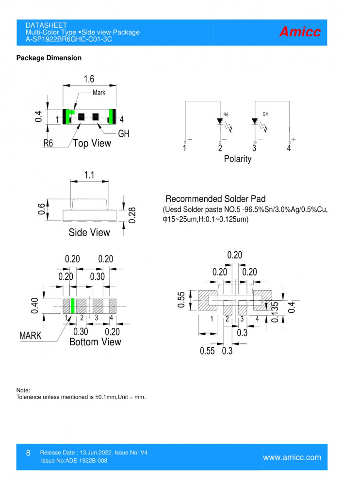 Amicc A-SP1922BR6GHC-C01-3C datasheet page 8