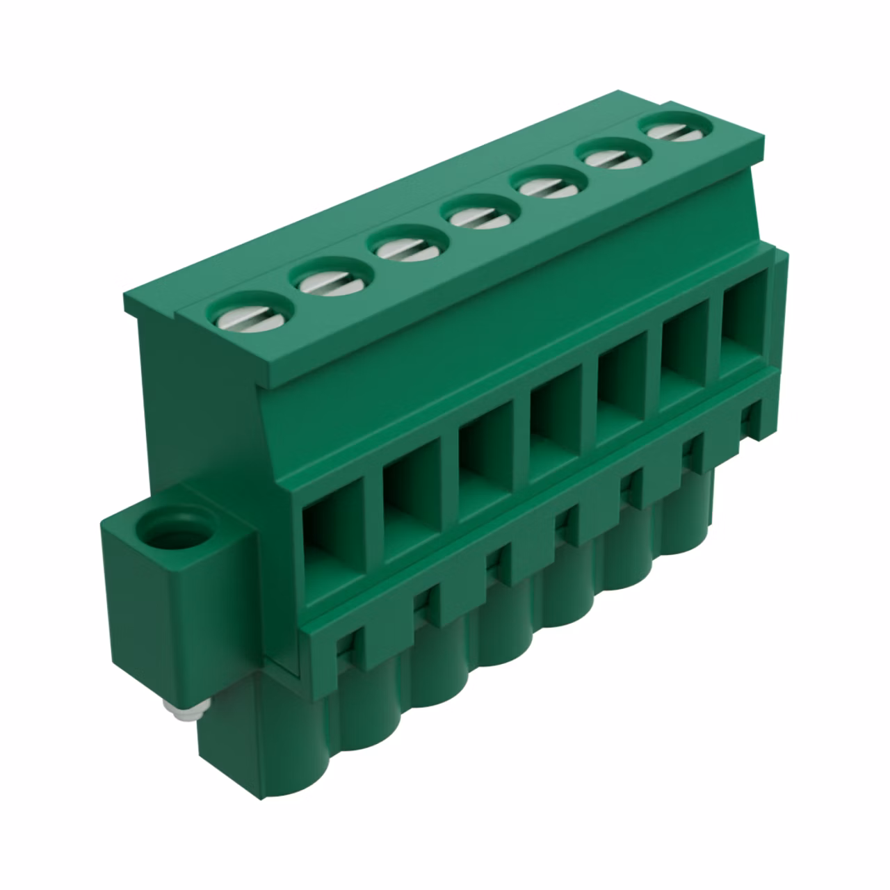 5.00mm Pitch Eurostyle Vertical Plug, with Retention Screws and Standard  Imprinting, Rear Wire Entry, Green Housing, Gold (Au) Plated, 7 Circuits for sale