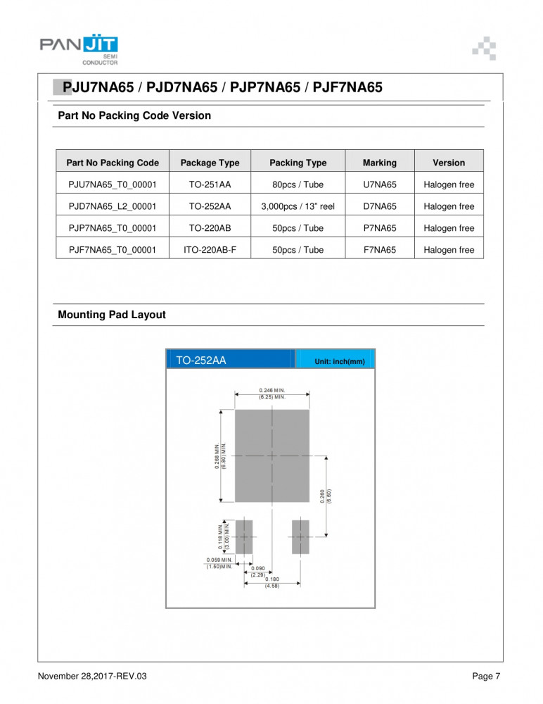 PANJIT PJD7NA65 datasheet page 7