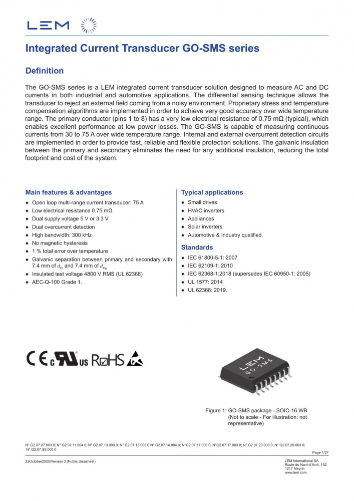 LEM GO-SMS document preview, page 1