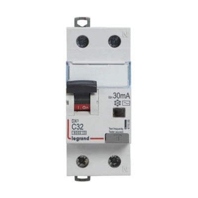 RCBO 1P+N 32A 230V~ - 10kA breaking capacity - 30mA AC type earth leakage - Neutral right-hand, C curve for sale