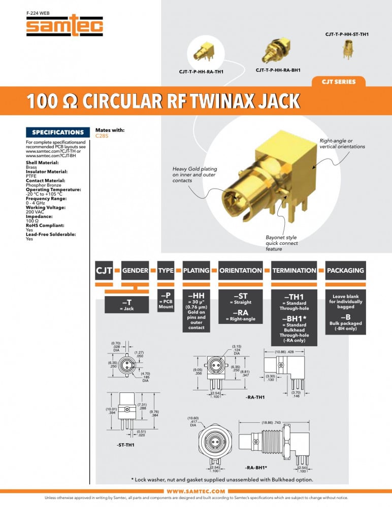 Samtec CJT series technical document page