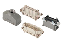 Heavy-Duty Connector Kit, 10 Pole, Series S-E Female-Male Inserts, M20 Die-cast Aluminum Hood-Top Entry, Surface Mount Housing-Vertical, 2 Lever, Size 10B «57x27», Grey for sale
