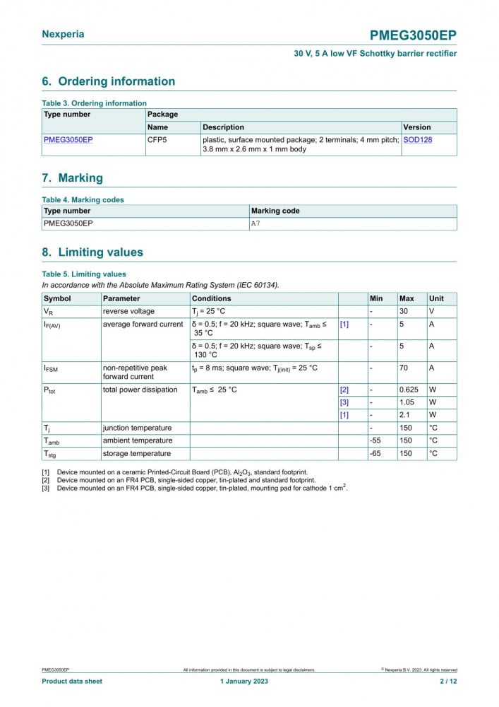 PMEG3050EP datasheet page 2