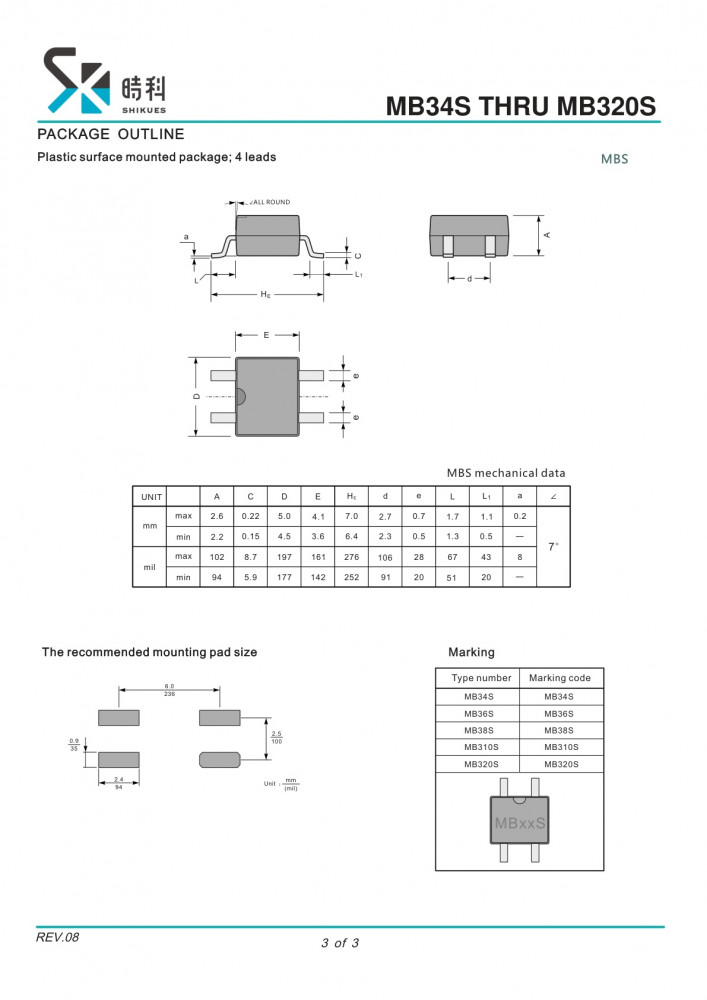 MB310S datasheet page 3