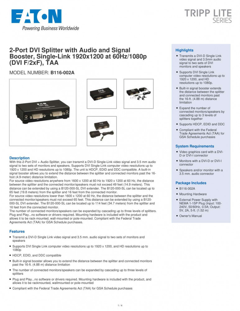B116-002A product document image 1