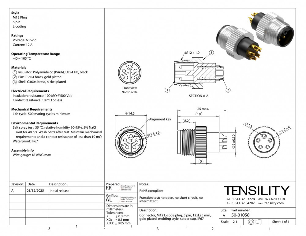 Technical drawing for Tensility International part 50-01058
