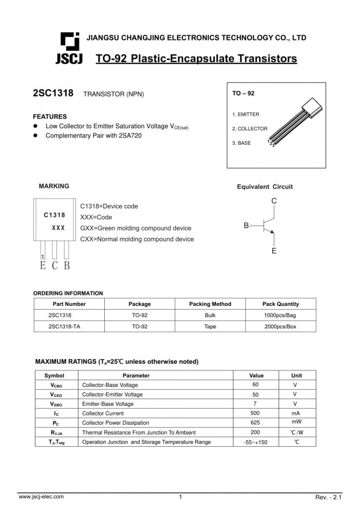 2SC1318 datasheet page 1