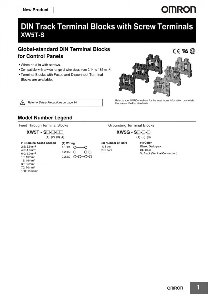 OMRON XW5 series document page 1