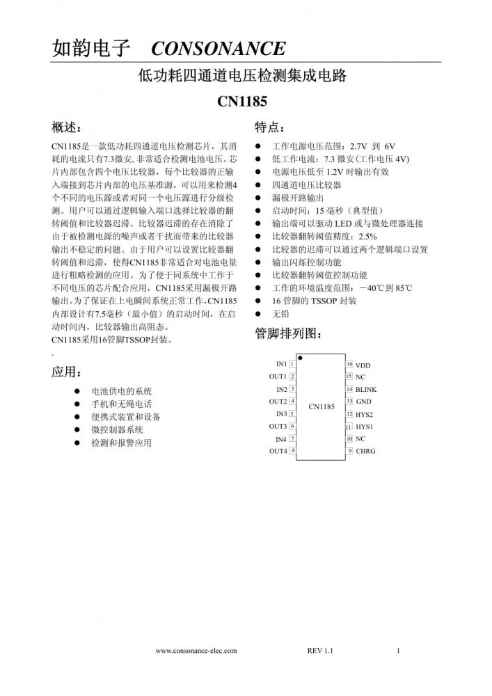 CN1185 datasheet page 1