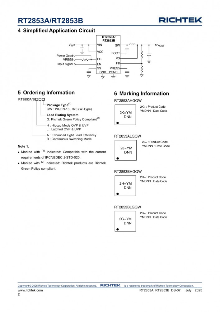 RT2853A and RT2853B datasheet page 2