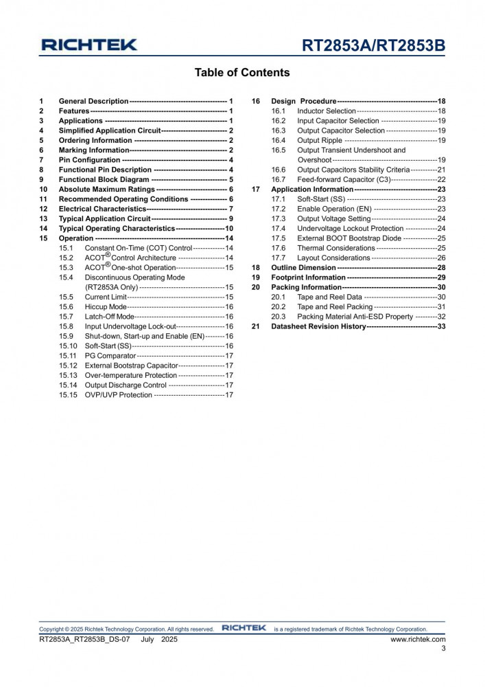 RT2853A and RT2853B datasheet page 3