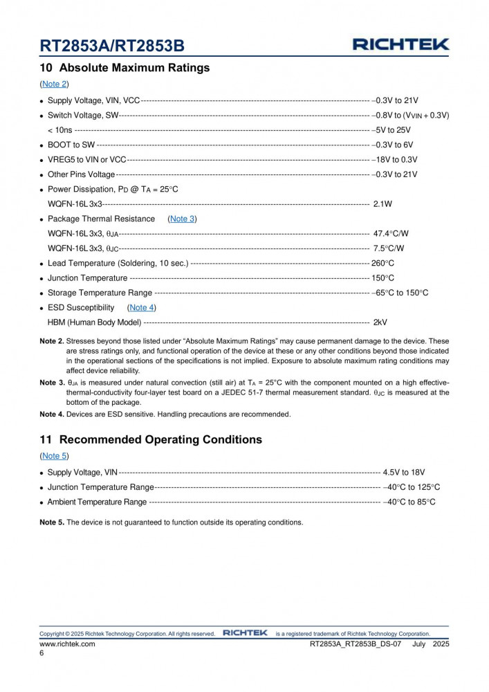 RT2853A and RT2853B datasheet page 6