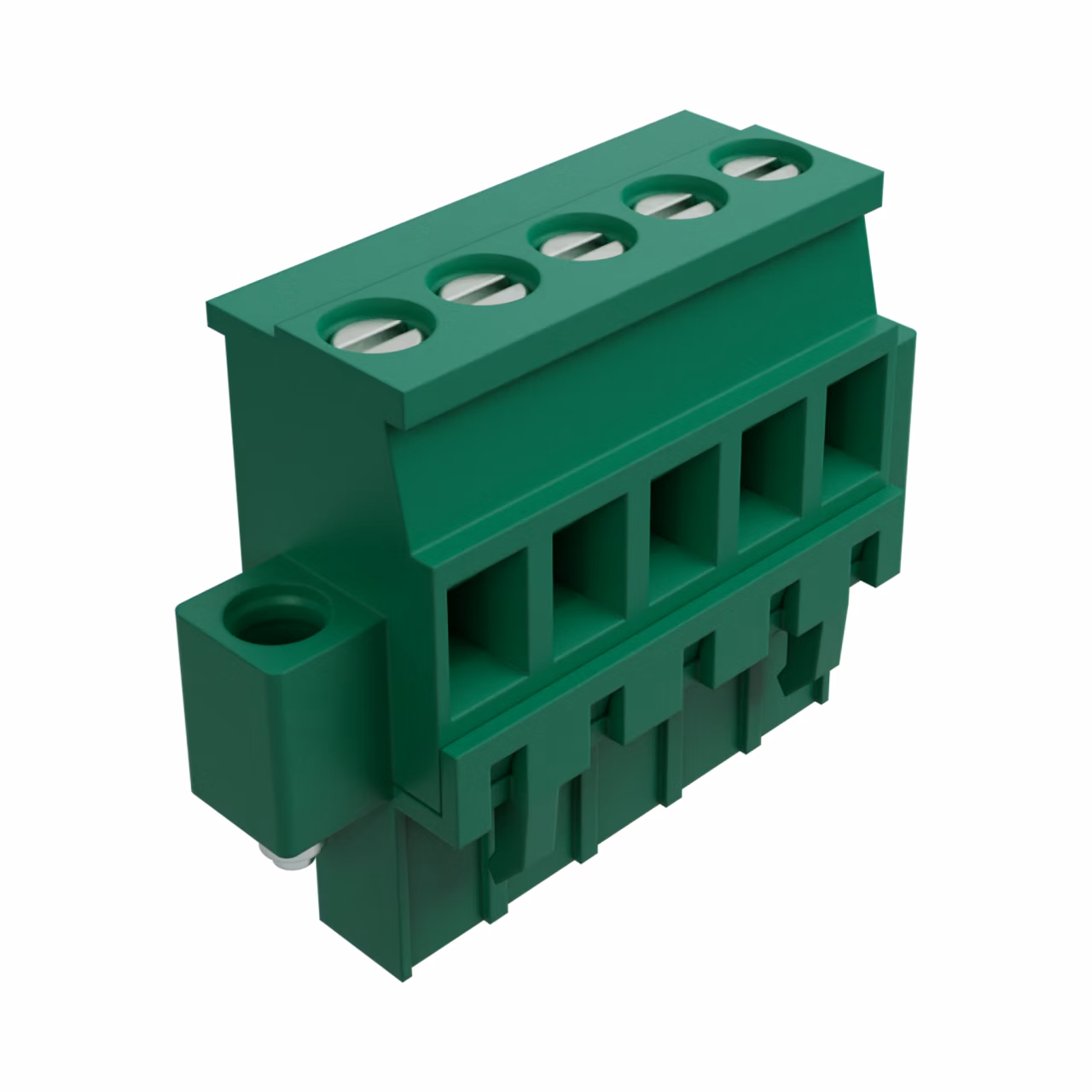 5.00mm Pitch Eurostyle Vertical Plug, with Retention Screws, Front Wire Entry, Green Housing, 5 Circuits for sale
