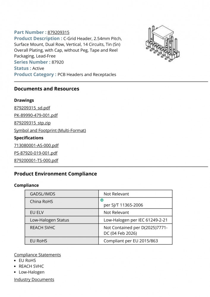 Product technical document page 1