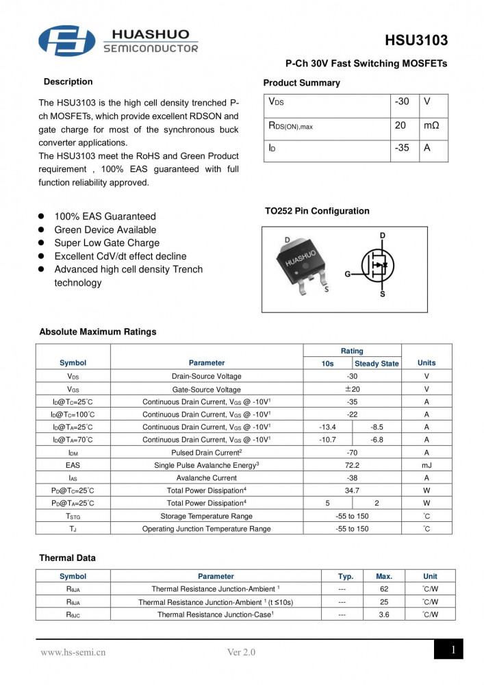 HSU3103 technical document page 1