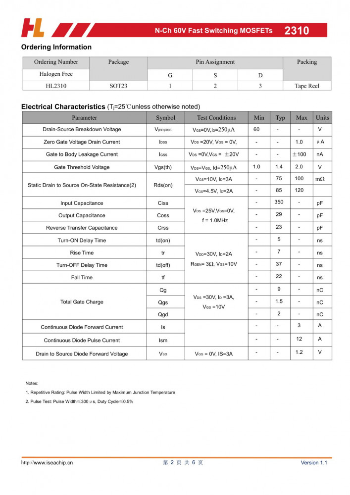 HL 2310 datasheet page 2