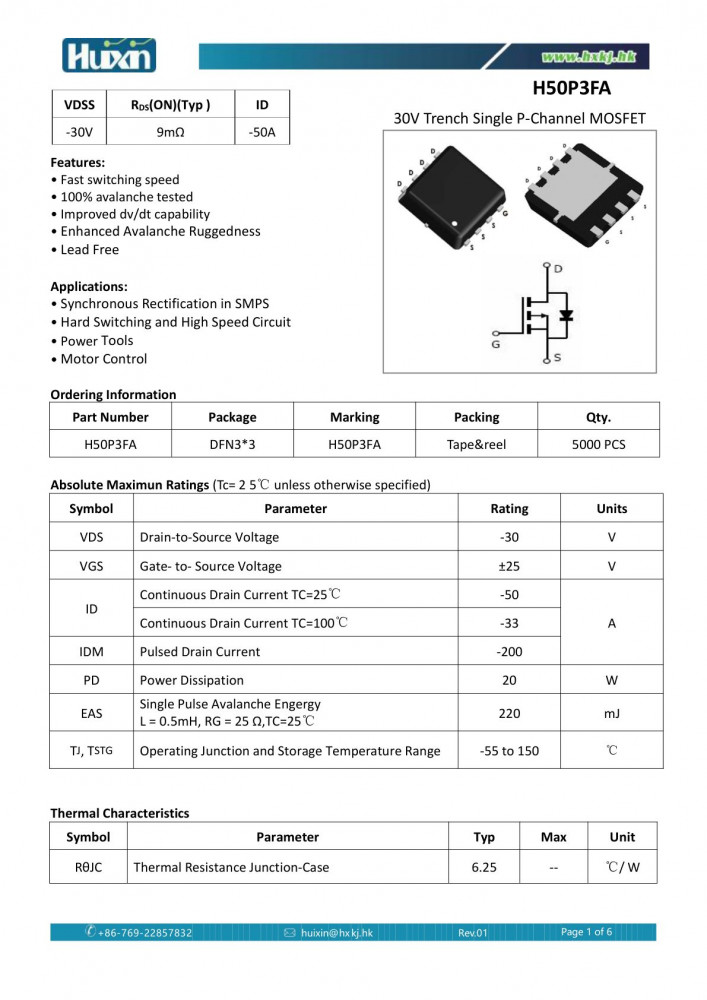 H50P3FA datasheet page 1